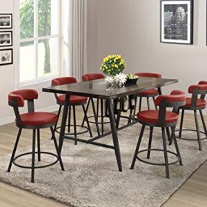 Lexicon Hoisington Swivel Counter Height Chairs (Set of 2), 25.5" SH, Red