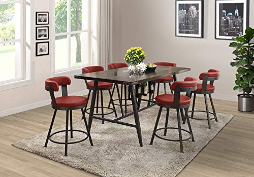 Lexicon Hoisington Swivel Counter Height Chairs (Set of 2), 25.5" SH, Red