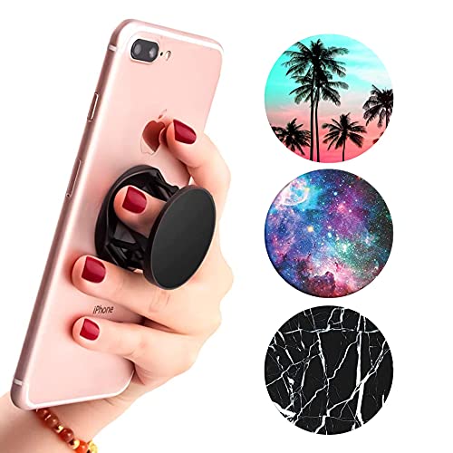 IYAYUHE Multi-Function Cell Phone Stand,Purple Blue Black Galaxy Marble Palm Tree Expanding Stand Grip for Smartphones and Tablets (4 Pack)