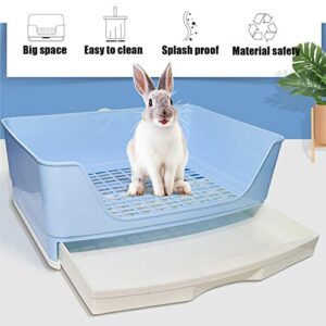 kathson Large Rabbit Litter Box with Drawer, Pet Toilet Potty Trainer Corner Toilet Bigger Pet Pan with Grass Mat for Adult Guinea Pigs, Chinchilla, Hamster (Brown)