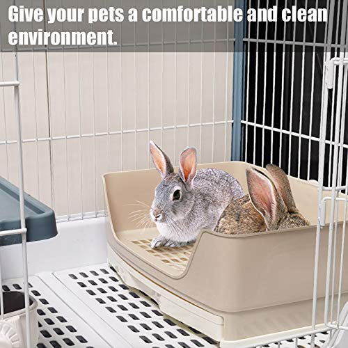 kathson Large Rabbit Litter Box with Drawer, Pet Toilet Potty Trainer Corner Toilet Bigger Pet Pan with Grass Mat for Adult Guinea Pigs, Chinchilla, Hamster (Brown)