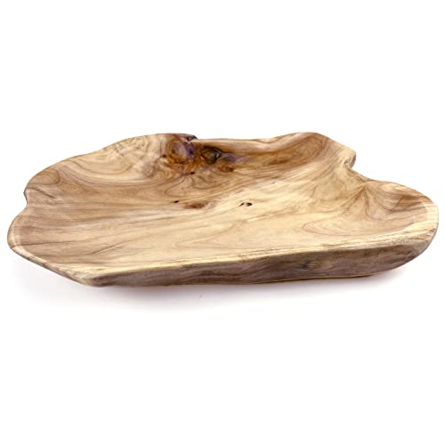 EWEIGEER Wood Fruit Snack Dish Hand-Carved Candy Dish Natural Handmade Wooden Serving Tray Wood Root Carved Dish Fruit Bowl 12.5"