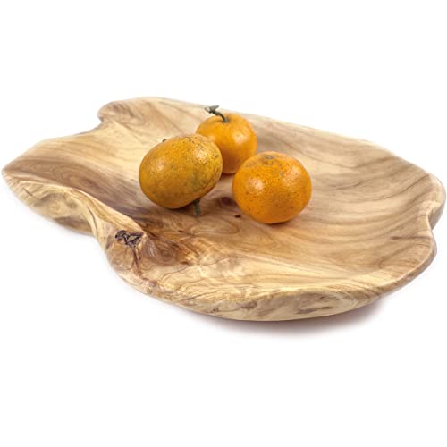 EWEIGEER Wood Fruit Snack Dish Hand-Carved Candy Dish Natural Handmade Wooden Serving Tray Wood Root Carved Dish Fruit Bowl 12.5"