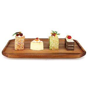 2 Pcs Large Wooden Platters Serving Trays Acacia Wood Charcuterie Platter for Food Tray Cheese Serving Board Rectangular Plates Platters Meat Charcuterie Boards Decorative Plates Fruit Tray