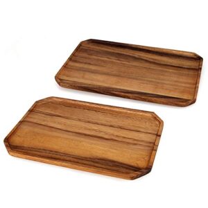 2 Pcs Large Wooden Platters Serving Trays Acacia Wood Charcuterie Platter for Food Tray Cheese Serving Board Rectangular Plates Platters Meat Charcuterie Boards Decorative Plates Fruit Tray