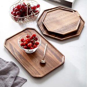 2 Pcs Large Wooden Platters Serving Trays Acacia Wood Charcuterie Platter for Food Tray Cheese Serving Board Rectangular Plates Platters Meat Charcuterie Boards Decorative Plates Fruit Tray