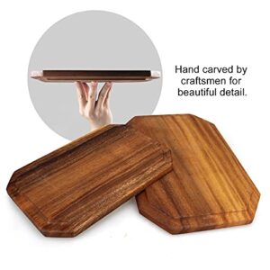 2 Pcs Large Wooden Platters Serving Trays Acacia Wood Charcuterie Platter for Food Tray Cheese Serving Board Rectangular Plates Platters Meat Charcuterie Boards Decorative Plates Fruit Tray