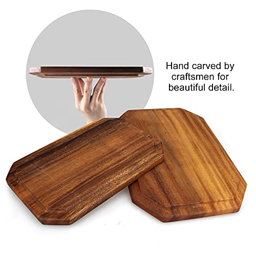 2 Pcs Large Wooden Platters Serving Trays Acacia Wood Charcuterie Platter for Food Tray Cheese Serving Board Rectangular Plates Platters Meat Charcuterie Boards Decorative Plates Fruit Tray