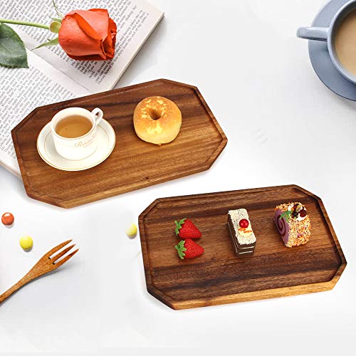 2 Pcs Large Wooden Platters Serving Trays Acacia Wood Charcuterie Platter for Food Tray Cheese Serving Board Rectangular Plates Platters Meat Charcuterie Boards Decorative Plates Fruit Tray