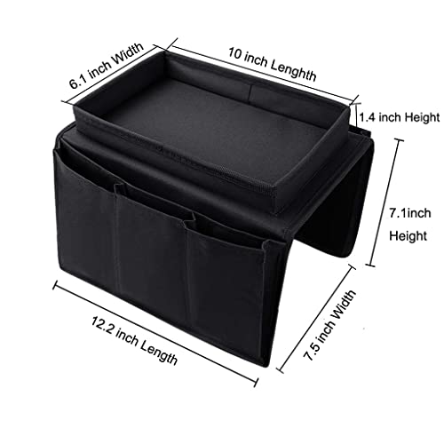 Sofa Armrest Organizer with Cup Holder Tray Chair Arm TV Remote Holder for Recliner Couch Armchair Caddy Bedside Storage Pockets Bag for Cellphone Tablet Book Magazines Drinks Holder Pouch