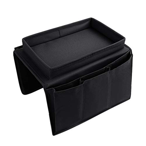 Sofa Armrest Organizer with Cup Holder Tray Chair Arm TV Remote Holder for Recliner Couch Armchair Caddy Bedside Storage Pockets Bag for Cellphone Tablet Book Magazines Drinks Holder Pouch