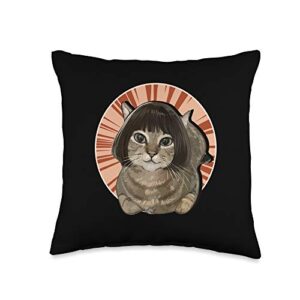 meme world karen cat funny kitty meme throw pillow, 16x16, multicolor