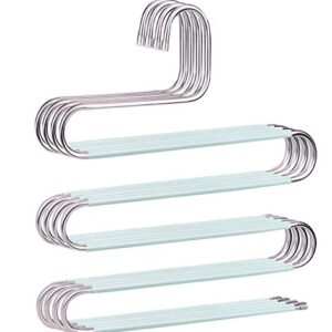 devesanter Pants Hangers Space Save Non-Slip 4 Pack S-Shape Trousers Hangers Stainless Steel Clothes Hangers Closet Storage Organizer for Pants Jeans Scarf Hanging Green