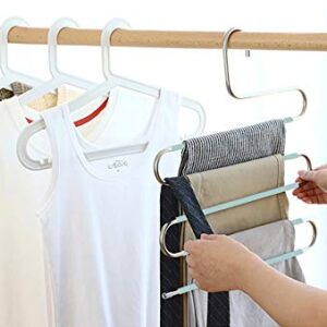 devesanter Pants Hangers Space Save Non-Slip 4 Pack S-Shape Trousers Hangers Stainless Steel Clothes Hangers Closet Storage Organizer for Pants Jeans Scarf Hanging Green