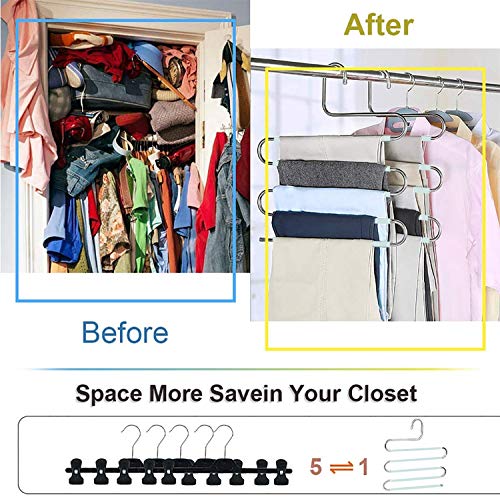 devesanter Pants Hangers Space Save Non-Slip 4 Pack S-Shape Trousers Hangers Stainless Steel Clothes Hangers Closet Storage Organizer for Pants Jeans Scarf Hanging Green