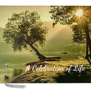 Funeral Guest Book | Memorial Guest Book | Guest Book for Funeral Hardcover | Guestbook for Sign in, Celebration of Life Memorial Service | Funeral Guest Sign Book with Memory Table Card Sign Included (Tree & Lake)