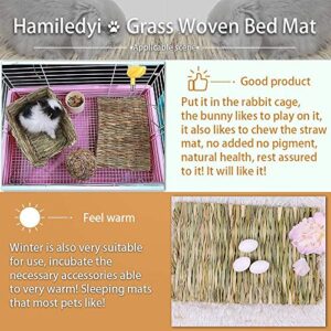 Grass Mat for Rabbit Bunny Chew Toys Woven Bed Mat for Guinea Pig Chinchilla Squirrel Hamster Cat Dog and Small Animal (8PCS Grass mat)