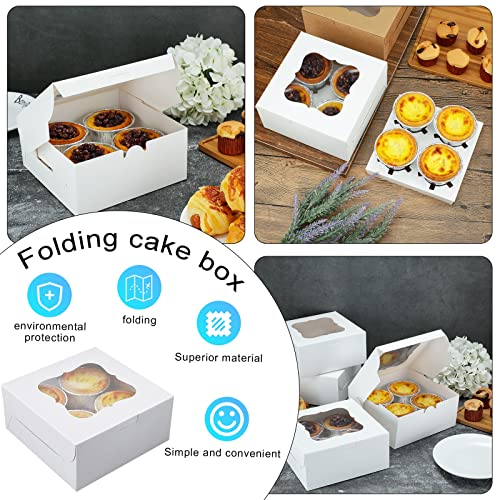 ST.LORIAN 30 Packs Cupcake Boxes for 4 Holders,6x6x3 inch Cupcake Carriers with Twine and Stickers, Multipurpose Cupcakes Gift Boxes for Baked Goods- Practical Cupcake Containers