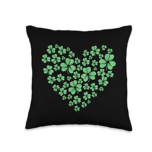 Leprechaun Tribe Happy St Patrick's Day Heart Shaped Shamrock Throw Pillow, 16x16, Multicolor