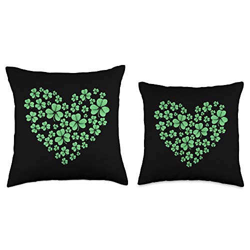 Leprechaun Tribe Happy St Patrick's Day Heart Shaped Shamrock Throw Pillow, 16x16, Multicolor