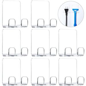 jetec 8 pieces self adhesive razor holder hooks shower hook with acrylic adhesive for razor bathroom kitchen organizer for razor plug towel (clear)