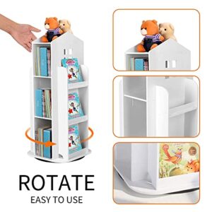 HM&DX 360° Rotating Children's Bookshelf,Cartoon Books Rack Floor Simple Child Book Shelf for Home Bookcases Furniture