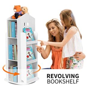 HM&DX 360° Rotating Children's Bookshelf,Cartoon Books Rack Floor Simple Child Book Shelf for Home Bookcases Furniture