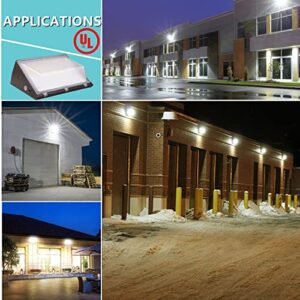 Dimmable 100W LED Wall Pack Light with Dusk to Dawn Photocell, 100-277V 14000LM 600-800W HPS/HID Equiv., 5000K Daylight Outdoor Security Lighting, UL/DLC Commercial Wall Mount Lights for Warehouse