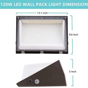 Dimmable 100W LED Wall Pack Light with Dusk to Dawn Photocell, 100-277V 14000LM 600-800W HPS/HID Equiv., 5000K Daylight Outdoor Security Lighting, UL/DLC Commercial Wall Mount Lights for Warehouse