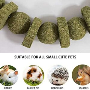 kathson 3Pcs Bunny Chew Toys Rabbit Chewing Toy for Teeth Grinding Chinchilla Treats Timothy Grass Cake Molar Balls for Guinea Pigs Hamsters Gerbils Rats Squirrels Playing Improve Pets Dental Health