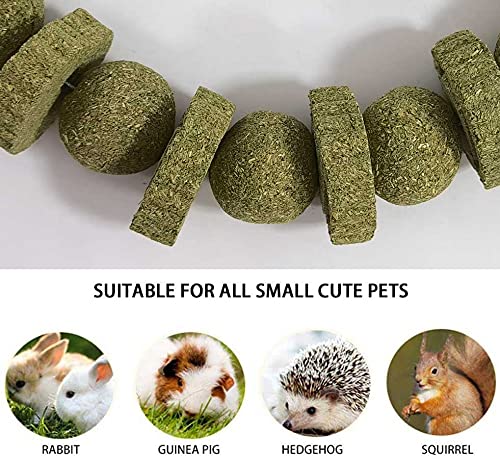 kathson 3Pcs Bunny Chew Toys Rabbit Chewing Toy for Teeth Grinding Chinchilla Treats Timothy Grass Cake Molar Balls for Guinea Pigs Hamsters Gerbils Rats Squirrels Playing Improve Pets Dental Health