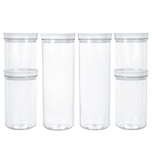 Slideep Round Airtight Food Storage Containers with Lids, BPA Free Plastic Clear Kitchen Pantry Organization Containers, Great for Flour, Sugar, Cereal 6PCS Different Size Set