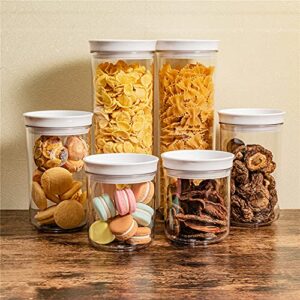 Slideep Round Airtight Food Storage Containers with Lids, BPA Free Plastic Clear Kitchen Pantry Organization Containers, Great for Flour, Sugar, Cereal 6PCS Different Size Set