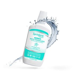 sprinjene fluoride free mouthwash alcohol free for fresh breath, gum health, dry mouth & whitening teeth with black seed oil & zinc - sls free, toxic free vegan, gluten free, kosher, halal (natural)