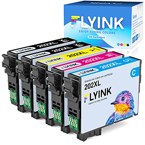 FLYINK Remanufactured Ink Cartridge Replacement for Epson 202 XL 202XL T202XL for Expression Home XP-5100 Workforce WF-2860 Printer New Upgraded Chips (2 Black, 1 Cyan, 1 Magenta, 1 Yellow)