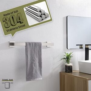 KOKOSIRI 16-Inch Single Towel Bar, Bathroom Towel Holder, Toilet Paper Holder, Bath Towel Hook Modern Robe Hook Coat Hook, Wall Mounted, SUS 304 Stainless Steel, Brushed Steel, B05A4-BR-L16