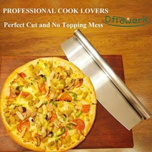 DflowerK 14'' Pizza Cutter Rocker Stainless Steel Slicer Knife with Protective Cover Perfect for Pizza Homemade Pasta Fudge Vegetable, Dishwasher Safe Premium Pizza Oven Accessories