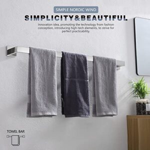 KOKOSIRI 32-Inch Single Towel Bar, Bathroom Towel Holder, Toilet Paper Holder, Bath Towel Hook Modern Robe Hook Coat Hook, Wall Mounted, SUS 304 Stainless Steel, Polished Chrome, B05A4-CH-L32