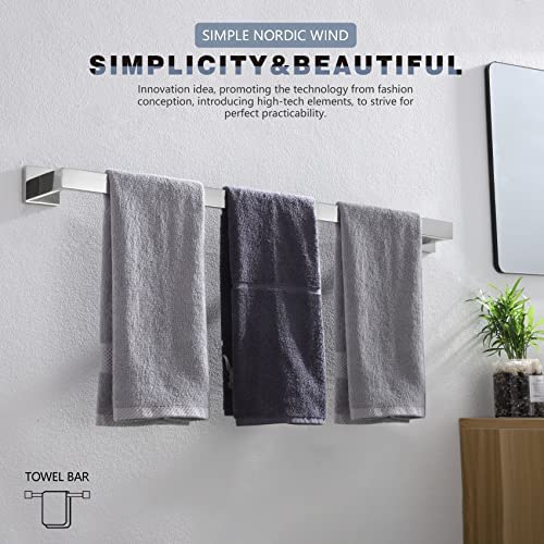 KOKOSIRI 32-Inch Single Towel Bar, Bathroom Towel Holder, Toilet Paper Holder, Bath Towel Hook Modern Robe Hook Coat Hook, Wall Mounted, SUS 304 Stainless Steel, Polished Chrome, B05A4-CH-L32