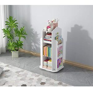 NNR Bookshelf 3-Tier Rotating 360 degree Bookshelf Children's Bookcase, Floor Standing Storage Rack Shelf for Home Office White Bookshelves Organizer for Books