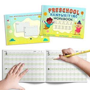 kindergarten/preschool handwriting workbook- alphabet & number tracing writing paper with lines, learning tools for age 2/3/4/5 year old kids/boys/girls, abc learning for toddler, homeschool supplies