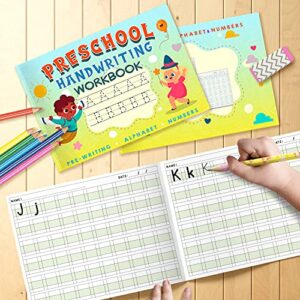 Kindergarten/Preschool Handwriting Workbook- Alphabet & Number Tracing Writing Paper with Lines, Learning Tools for Age 2/3/4/5 Year Old Kids/Boys/Girls, ABC Learning for Toddler, Homeschool Supplies