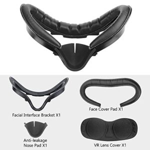 KAMILLEE VR Facial Interface Bracket PU Leather Foam Face Cover Pad Replacement & Lens Cover Accessories Set for Oculus Quest 2 （Widen Version）