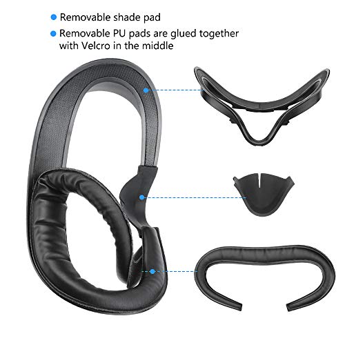 KAMILLEE VR Facial Interface Bracket PU Leather Foam Face Cover Pad Replacement & Lens Cover Accessories Set for Oculus Quest 2 （Widen Version）