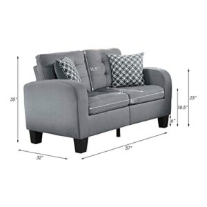 Lexicon Westville Tufted Fabric Loveseat, 57" W, Gray