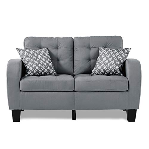 Lexicon Westville Tufted Fabric Loveseat, 57" W, Gray