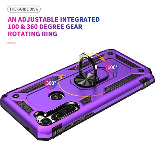 Moto G Stylus (2020) Case, Moto G Pro (2020) Case, with Tempered Glass Screen Protectors, Androgate Ring Kickstand Car Mount Shockproof Cover Case for Motorola Moto G Stylus/Pro, Purple