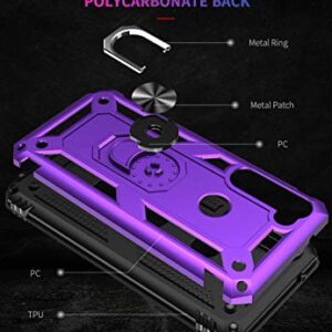 Moto G Stylus (2020) Case, Moto G Pro (2020) Case, with Tempered Glass Screen Protectors, Androgate Ring Kickstand Car Mount Shockproof Cover Case for Motorola Moto G Stylus/Pro, Purple