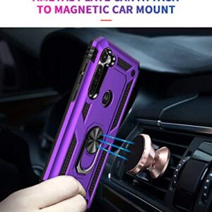 Moto G Stylus (2020) Case, Moto G Pro (2020) Case, with Tempered Glass Screen Protectors, Androgate Ring Kickstand Car Mount Shockproof Cover Case for Motorola Moto G Stylus/Pro, Purple