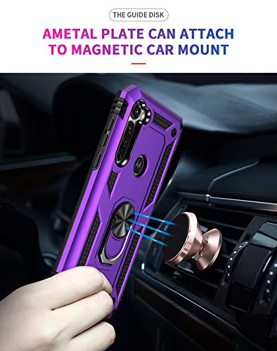 Moto G Stylus (2020) Case, Moto G Pro (2020) Case, with Tempered Glass Screen Protectors, Androgate Ring Kickstand Car Mount Shockproof Cover Case for Motorola Moto G Stylus/Pro, Purple